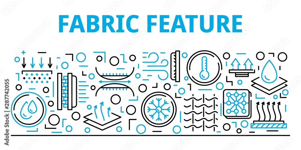 Fabric feature banner. Outline illustration of fabric feature vector ...