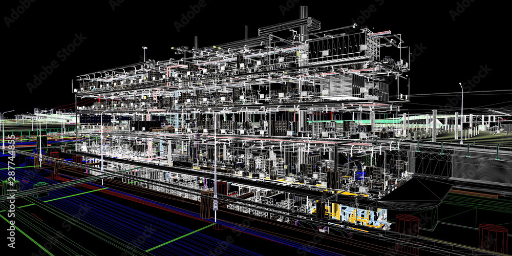 Digital BIM model conceptual visualization of the utilities of the ...