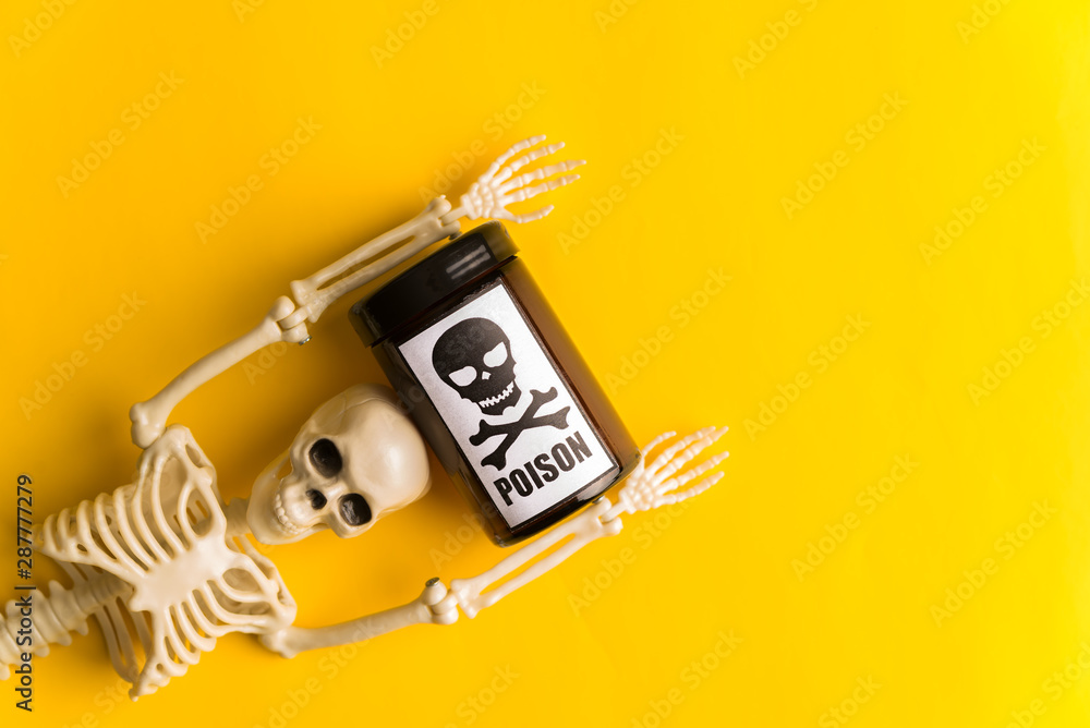 Concept of poison, toxic substances, drug overdose, lethal dose,glass ...
