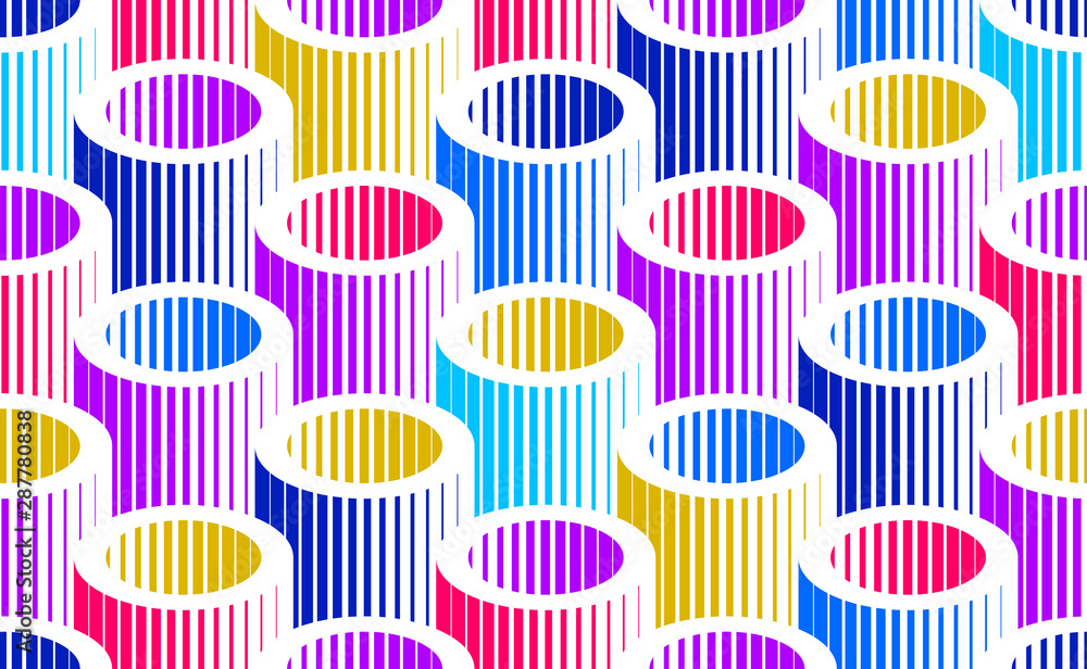 Tubes op art seamless vector background, repeat tiling optical illusion ...