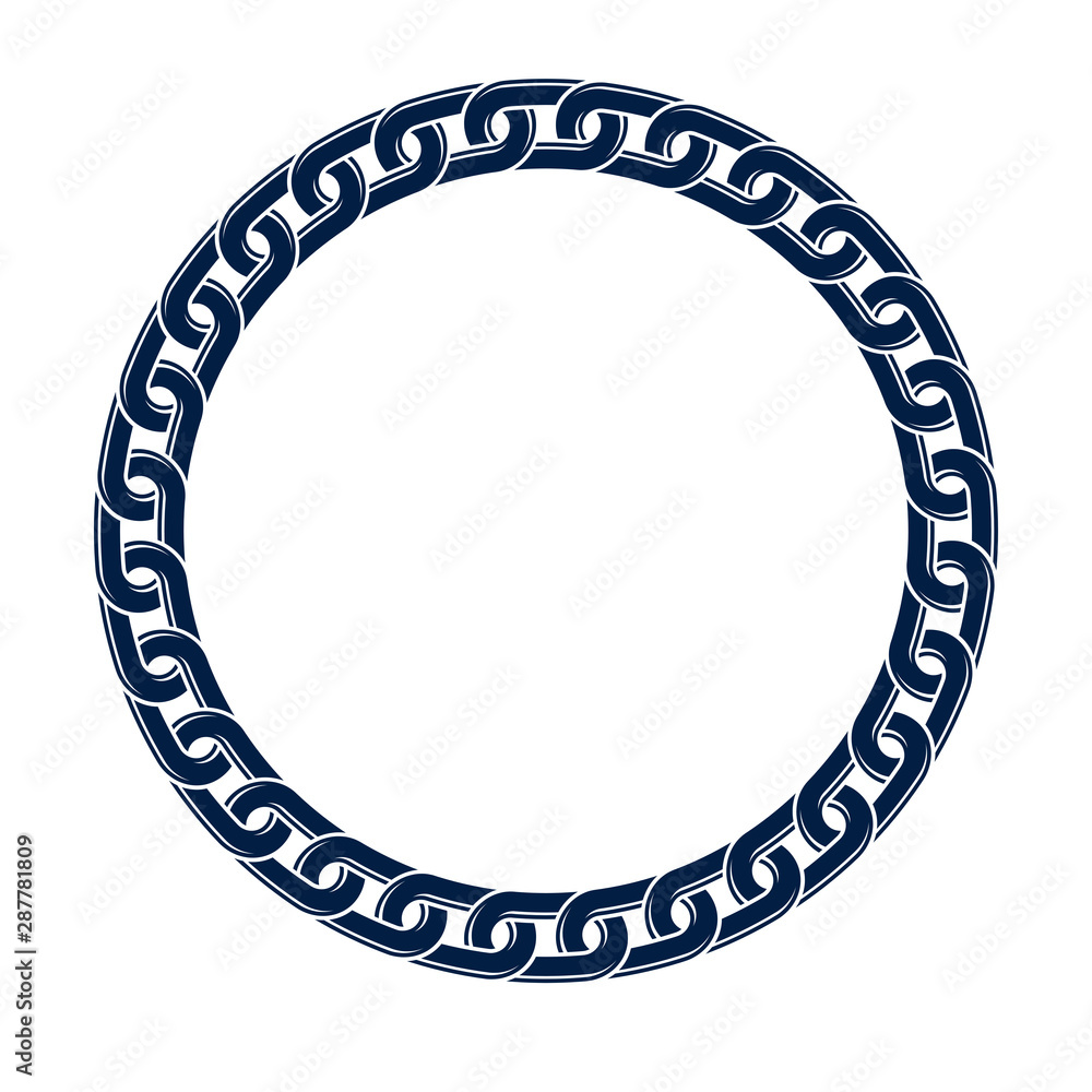 Round frame from chain, vector design element, circle shape border ...