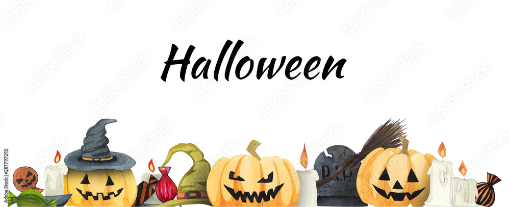 Watercolor Halloween frames with watercolor clipart. Perfect for ...