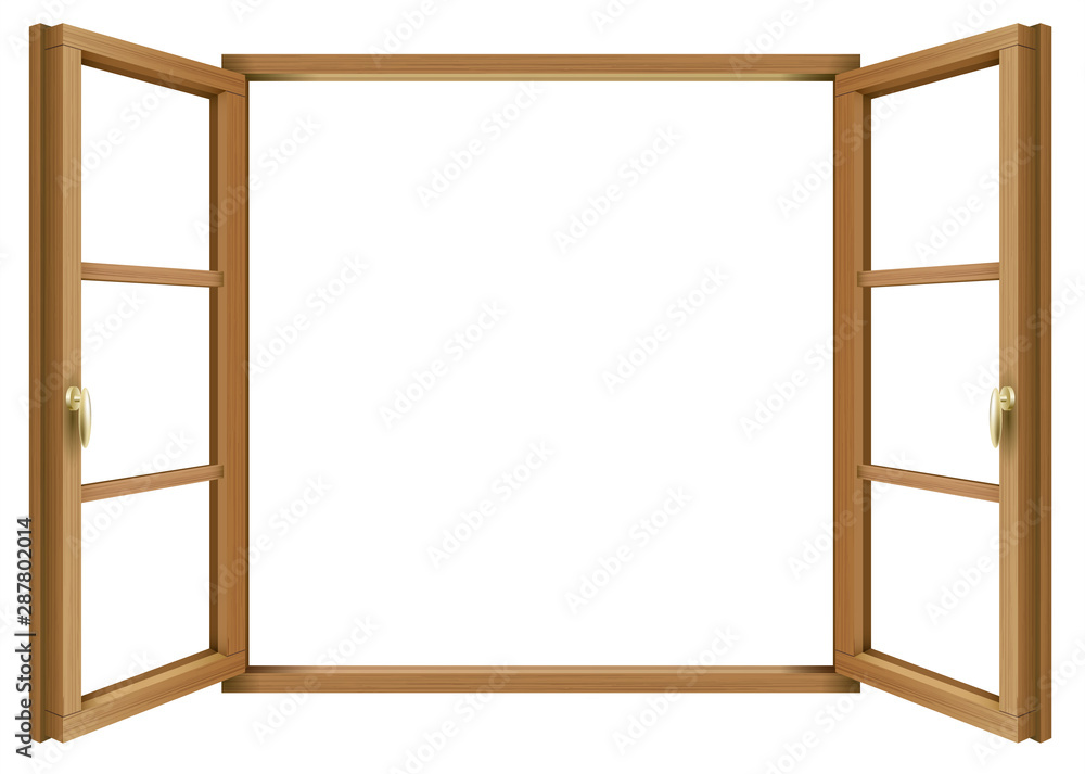 Wooden classic vintage open window Stock Vector | Adobe Stock