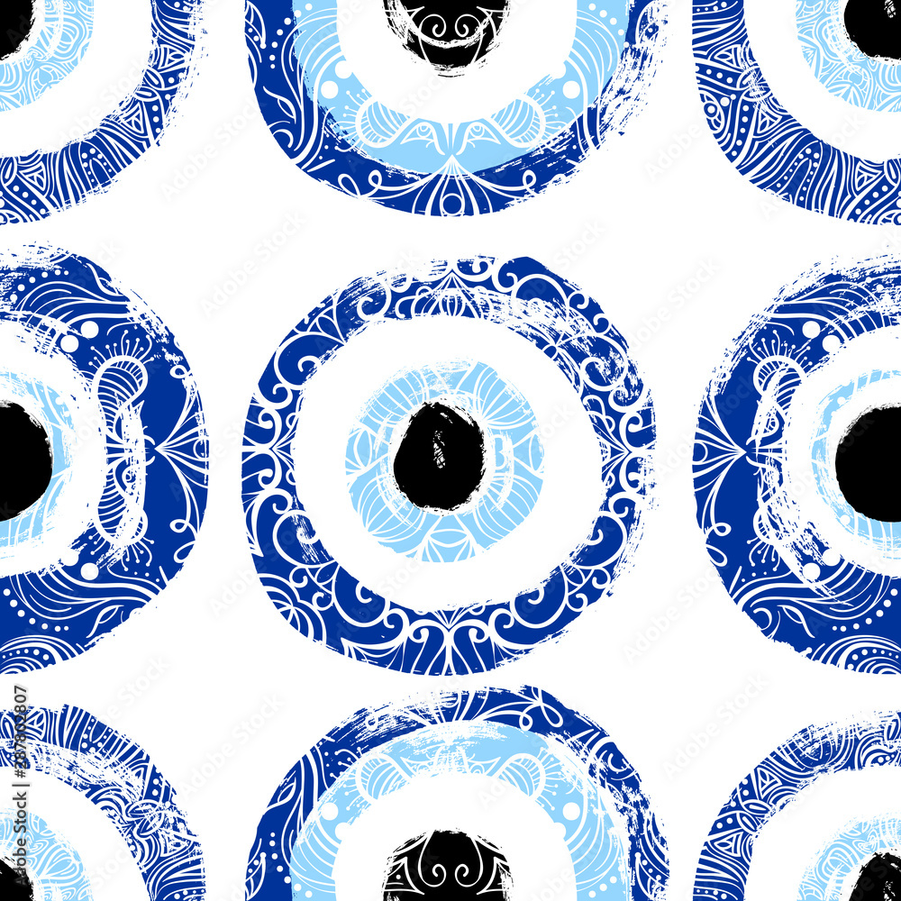 Hand drawn Turkish eye. Seamless pattern with hand drawn Turkish evil ...