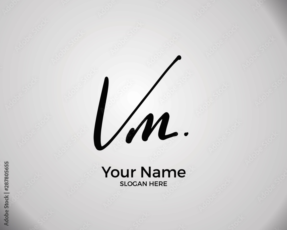 V M VM initial logo signature vector. Handwriting concept logo. Stock ...