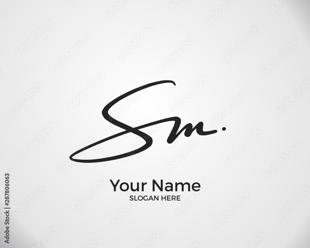 S M SM initial logo signature vector. Handwriting concept logo. Stock ...