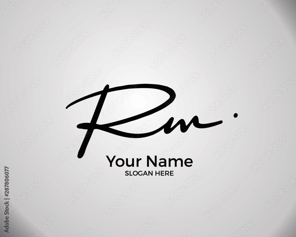 R M RM initial logo signature vector. Handwriting concept logo. Stock ...