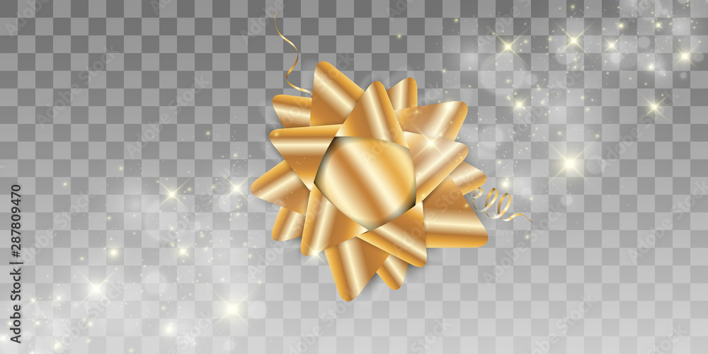 Vector luxury background with a golden bow on a transparent background ...