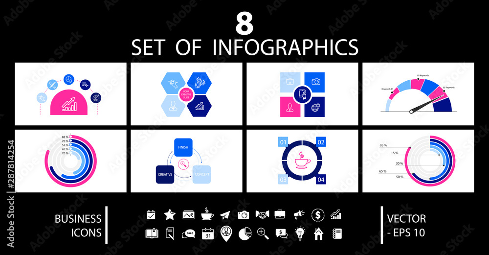 Vector of infographic. Set of icons, elements of design template. Graph ...