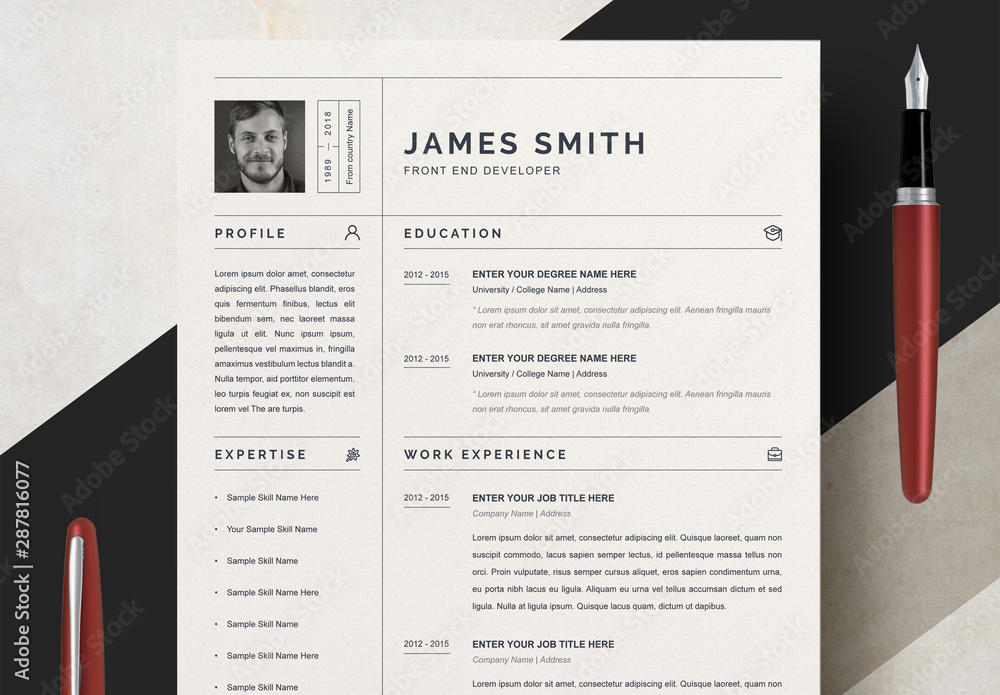 Minimalist Resume and Cover Letter Layout Stock Template | Adobe Stock