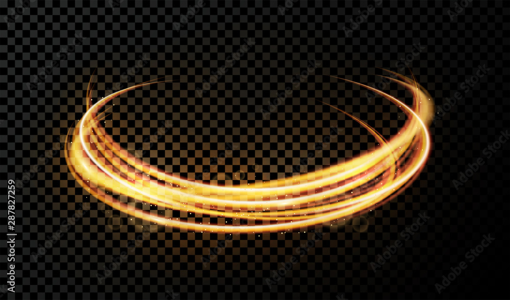 Vector light effect on transparent background. Golden transparent light ...