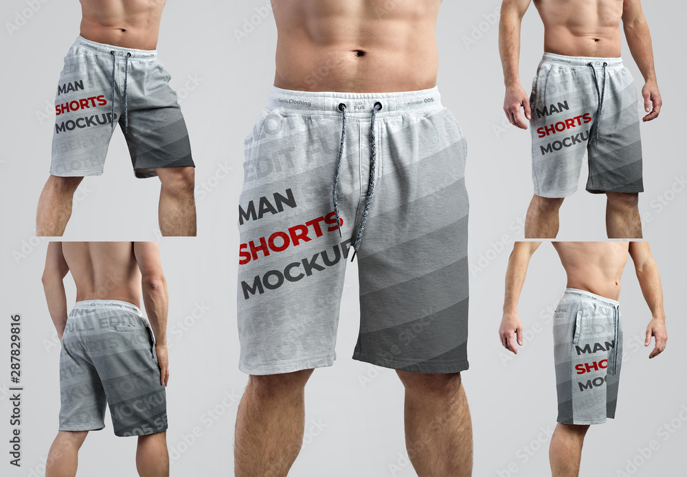 5 Athletic Shorts Mockups Stock Template | Adobe Stock