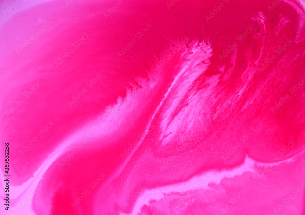 Bright pink abstract background. Free flowing acrylic paint creates an ...