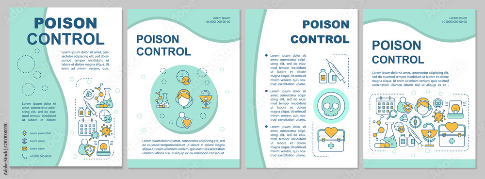 Poison control brochure template layout. Toxin antidote therapy. Flyer ...