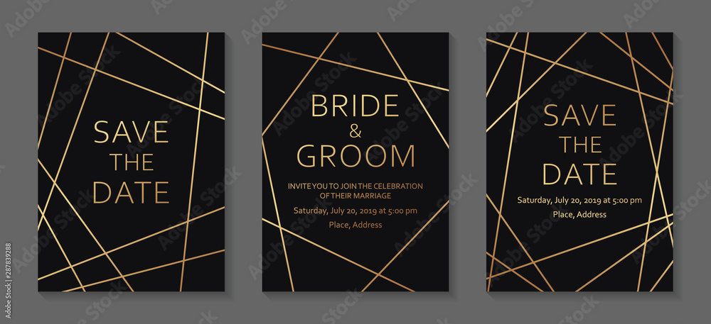 Geometric wedding invitation design or greeting card templates with ...