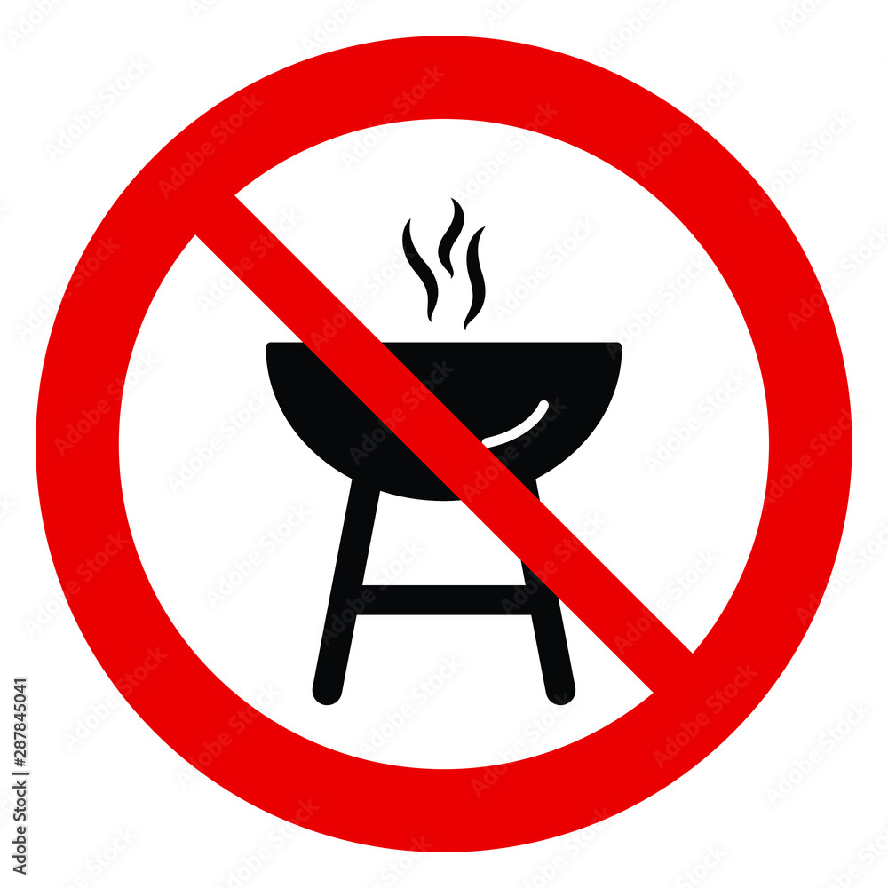No barbecue vector. Not allow roasted grill sign. The red circle ...