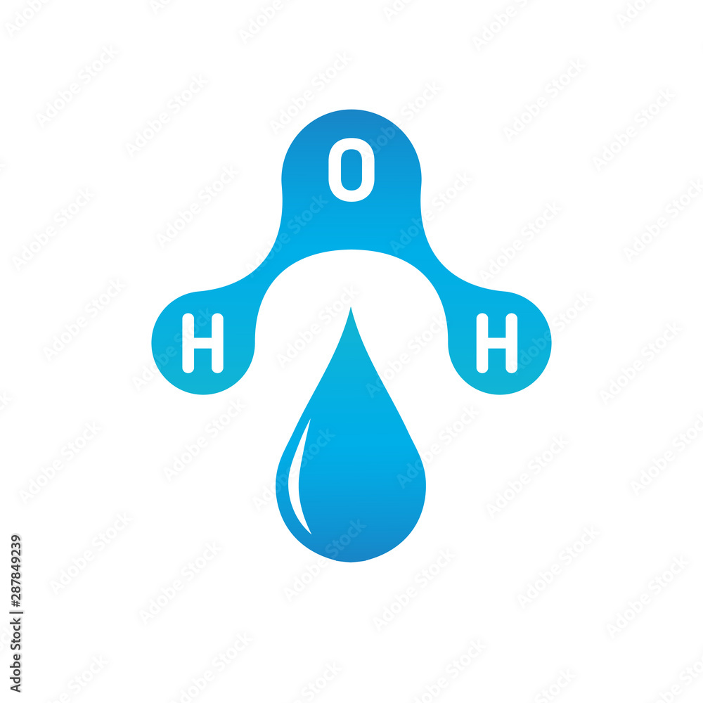 Chemistry model of water molecule H2O scientific elements. Integrated ...