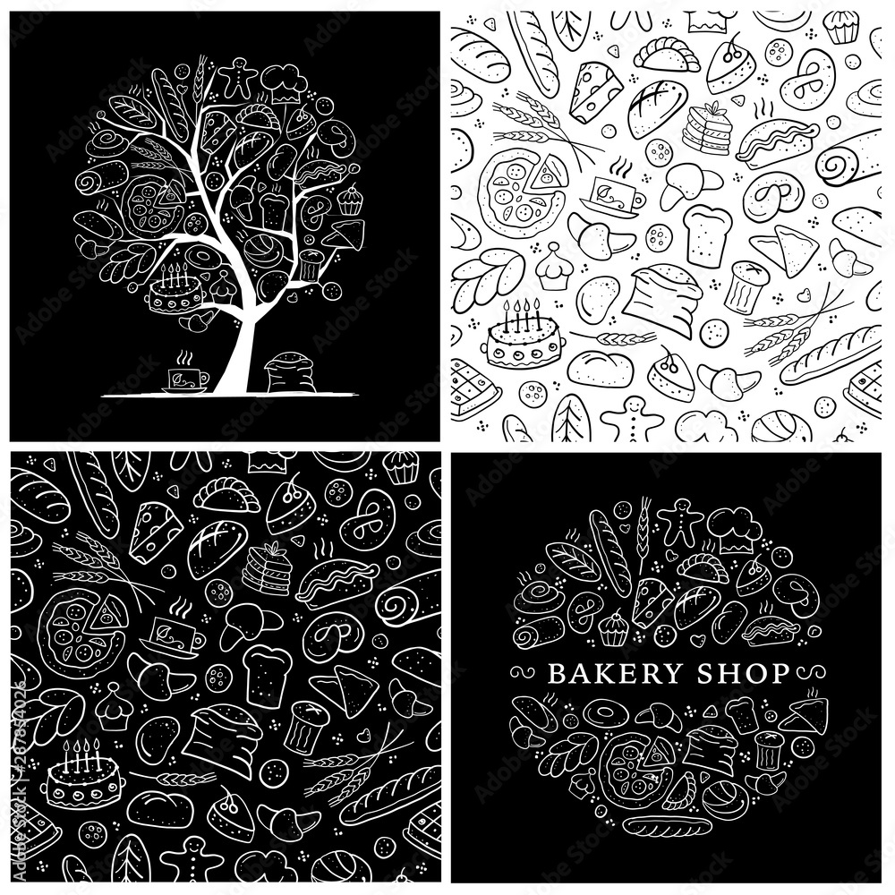 Bakery set, logo and pattern for your design Stock Vector | Adobe Stock
