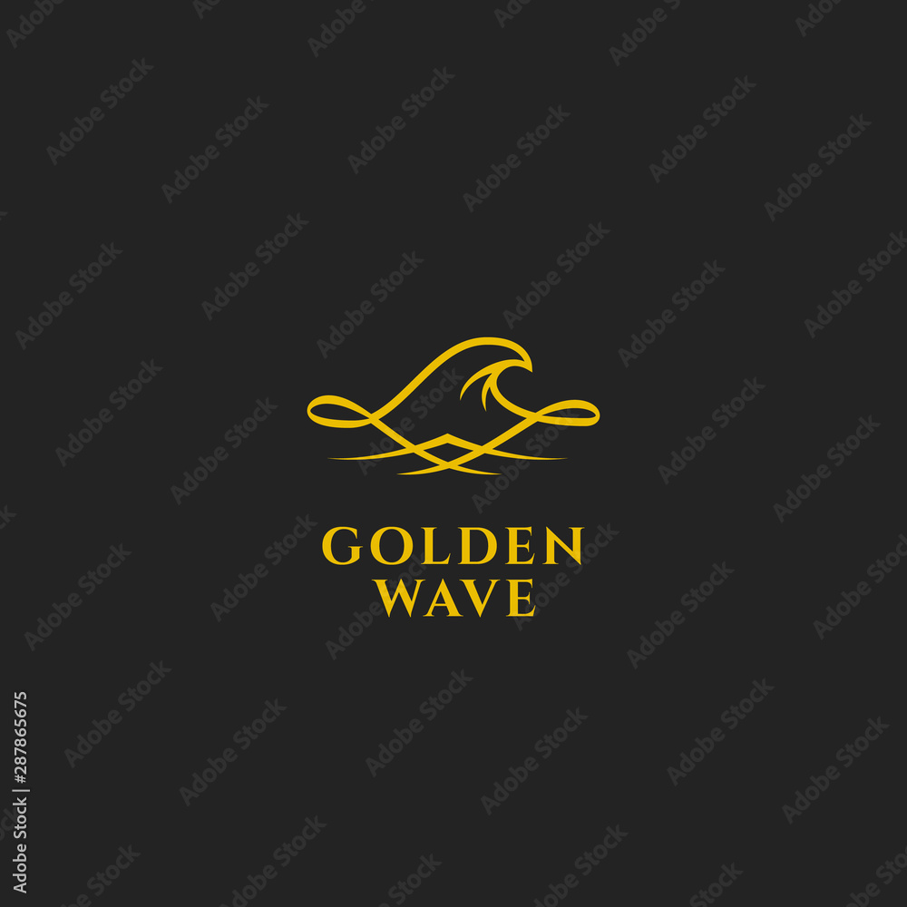 Golden wave ocean elegant logo icon symbol of surf and nature resort ...