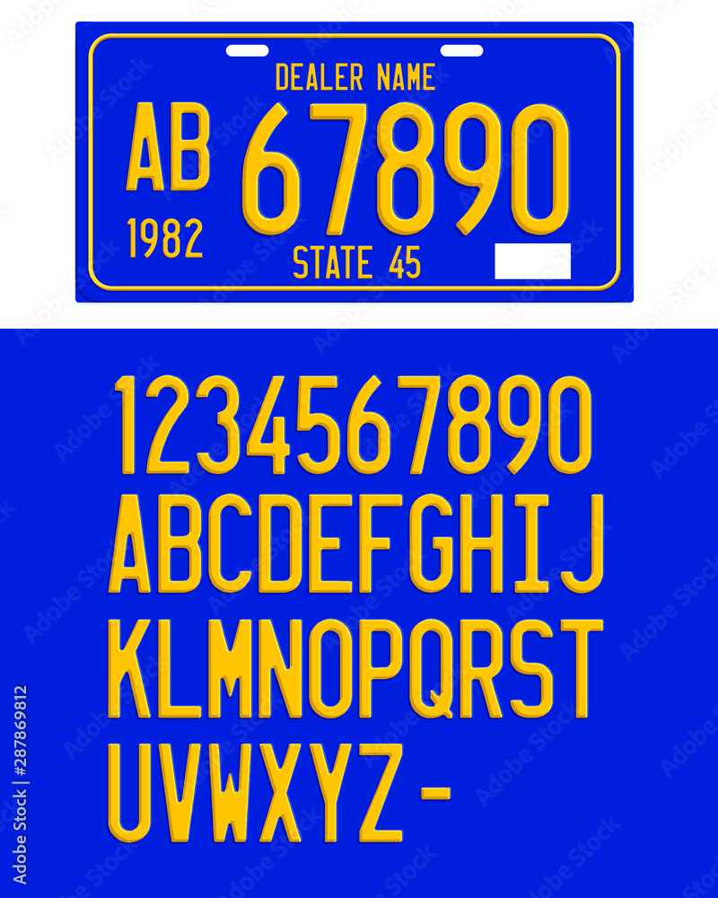 car license plate number 3d font vector Stock Vector | Adobe Stock