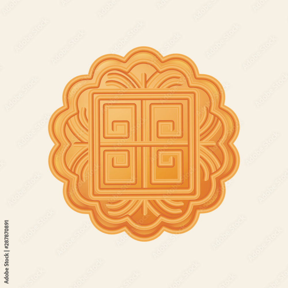 Realistic mooncake vector illustration with lotus seed paste, isolated ...