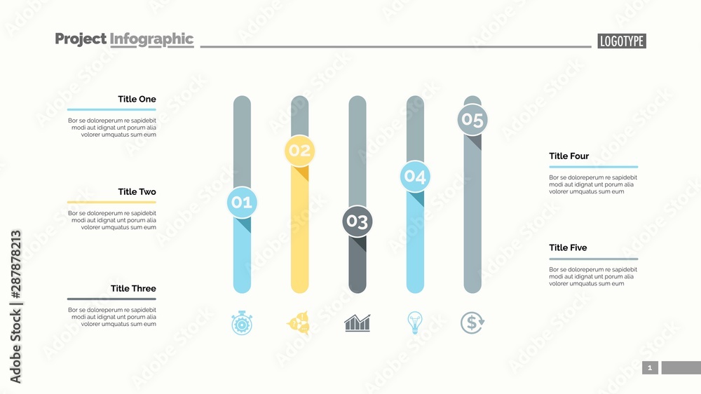 Five columns bar chart. Business data. Comparison, diagram, design ...