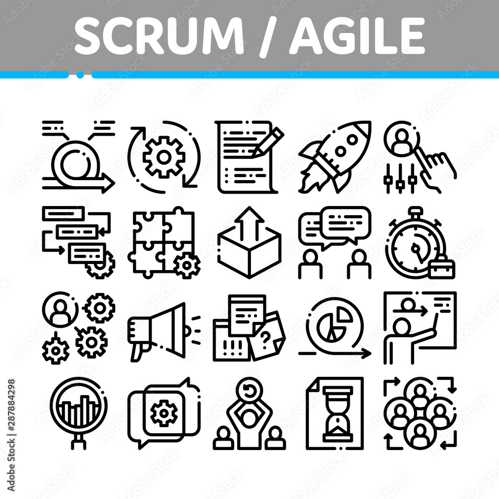 Scrum Agile Collection Elements Vector Icons Set Thin Line. Agile ... Scrum Agile Collection Elements Vector Icons Set Thin Line. Agile ...