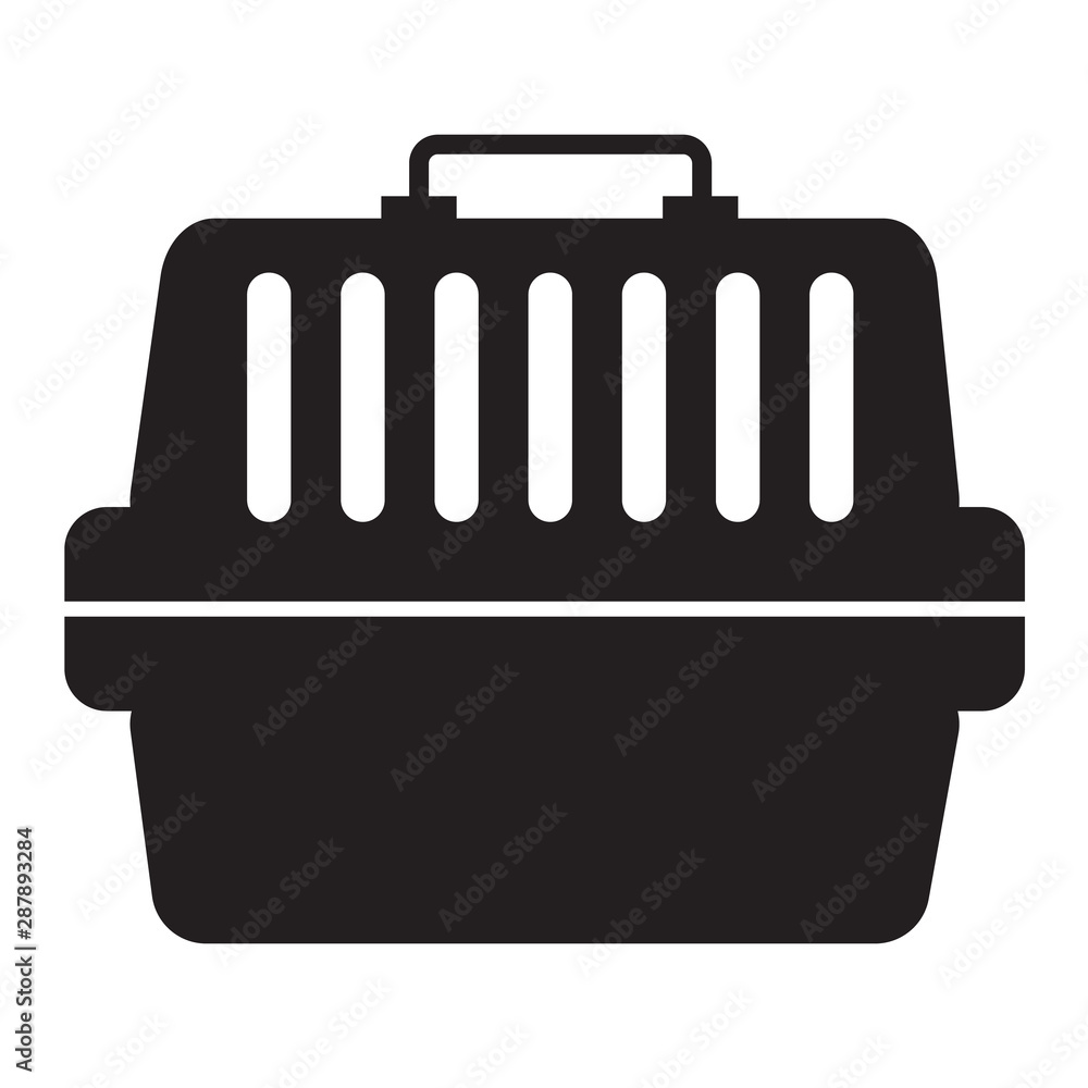 black pet carry case on white background. flat style. animal transport ...