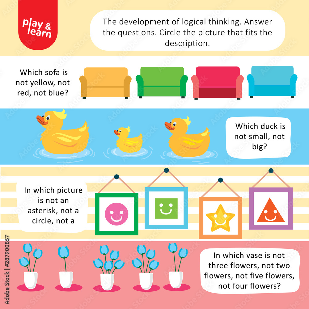Logical Thinking Kid Game Printable Worksheet Vector Stock Vector ...