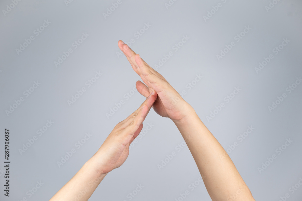TimeOut sign and simbol from Asian human hand with isolate white ...