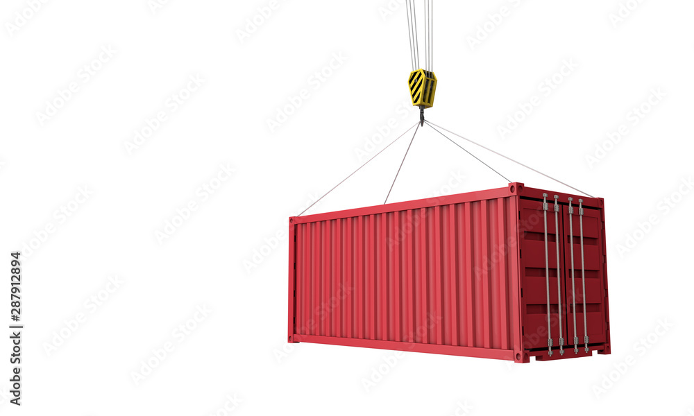 Shipping containers hanging from a crane. Business delivery comcept. 3D ...