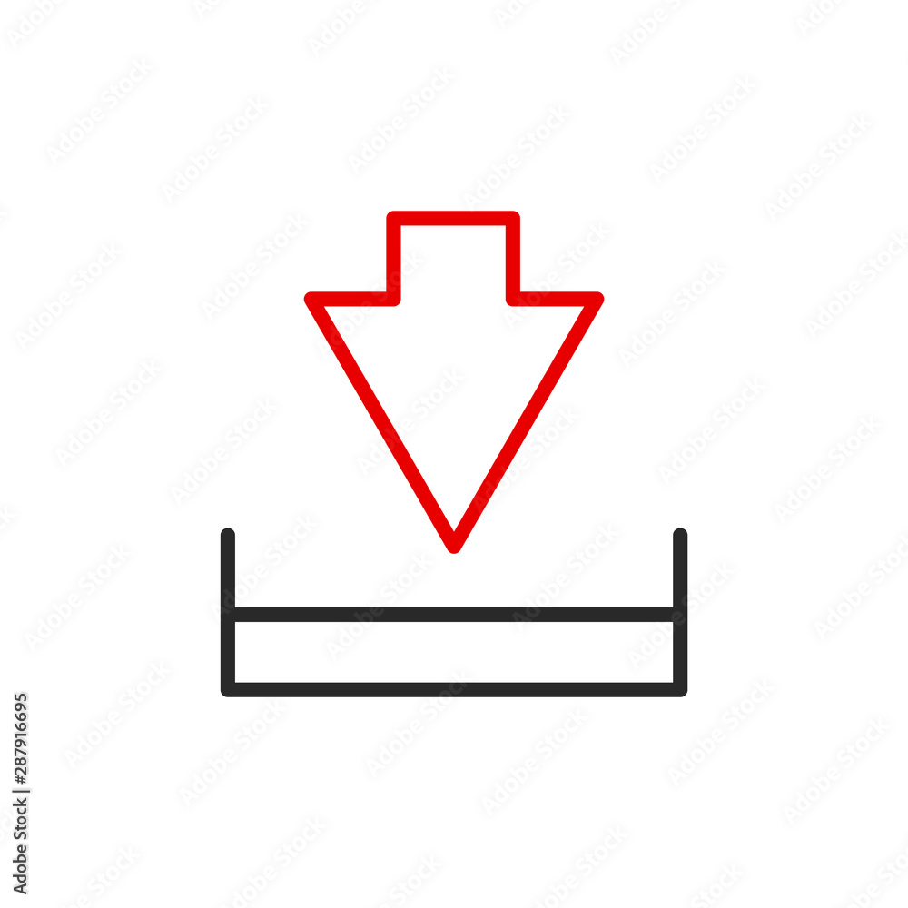 download system arrow outline flat icon. Single high quality outline ...