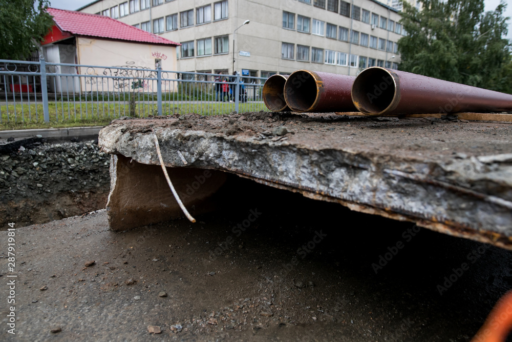 Laying or replacement of underground storm sewer pipes. Installation of ...