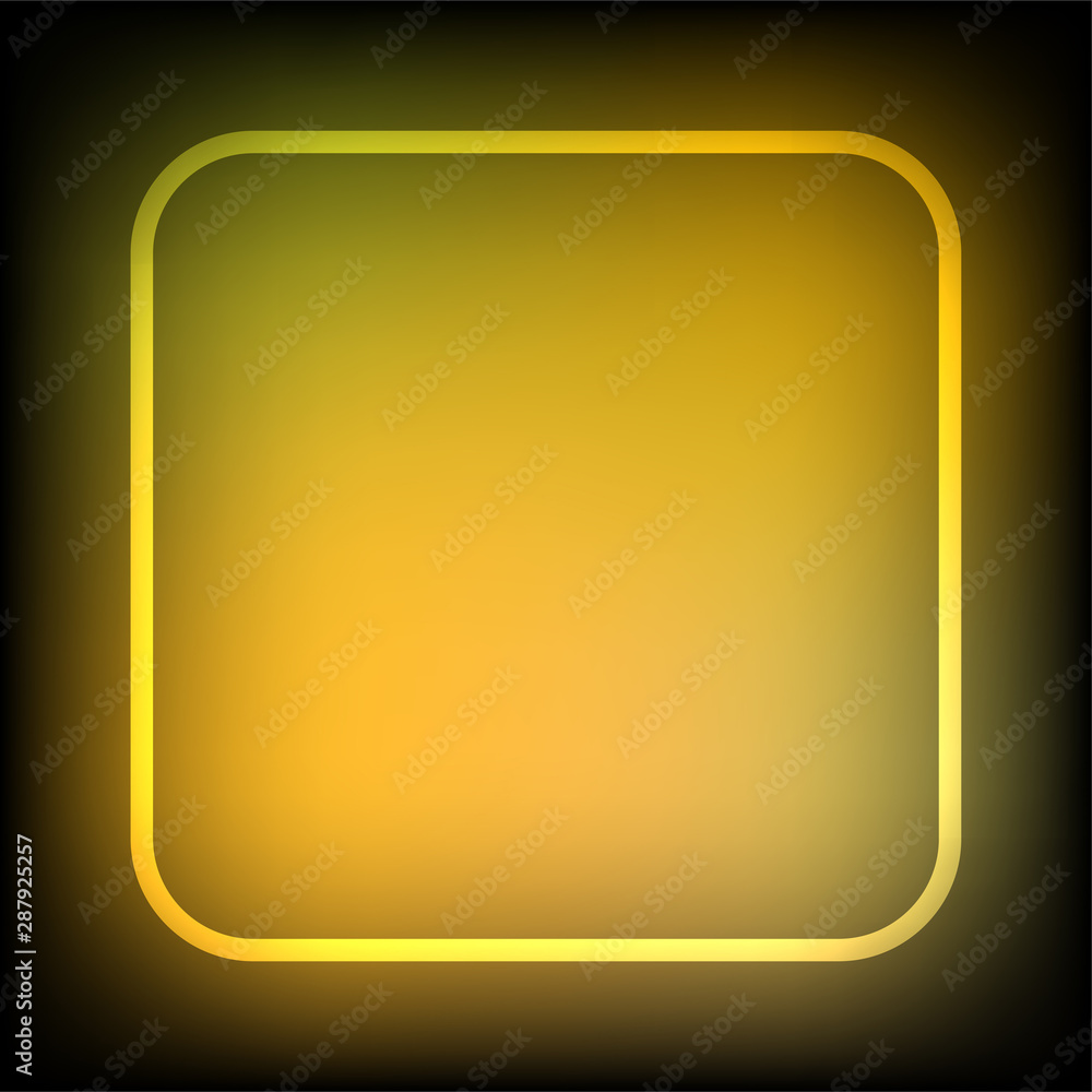 Neon sign.Rectangle glowing light banner with blank space. Electric ...