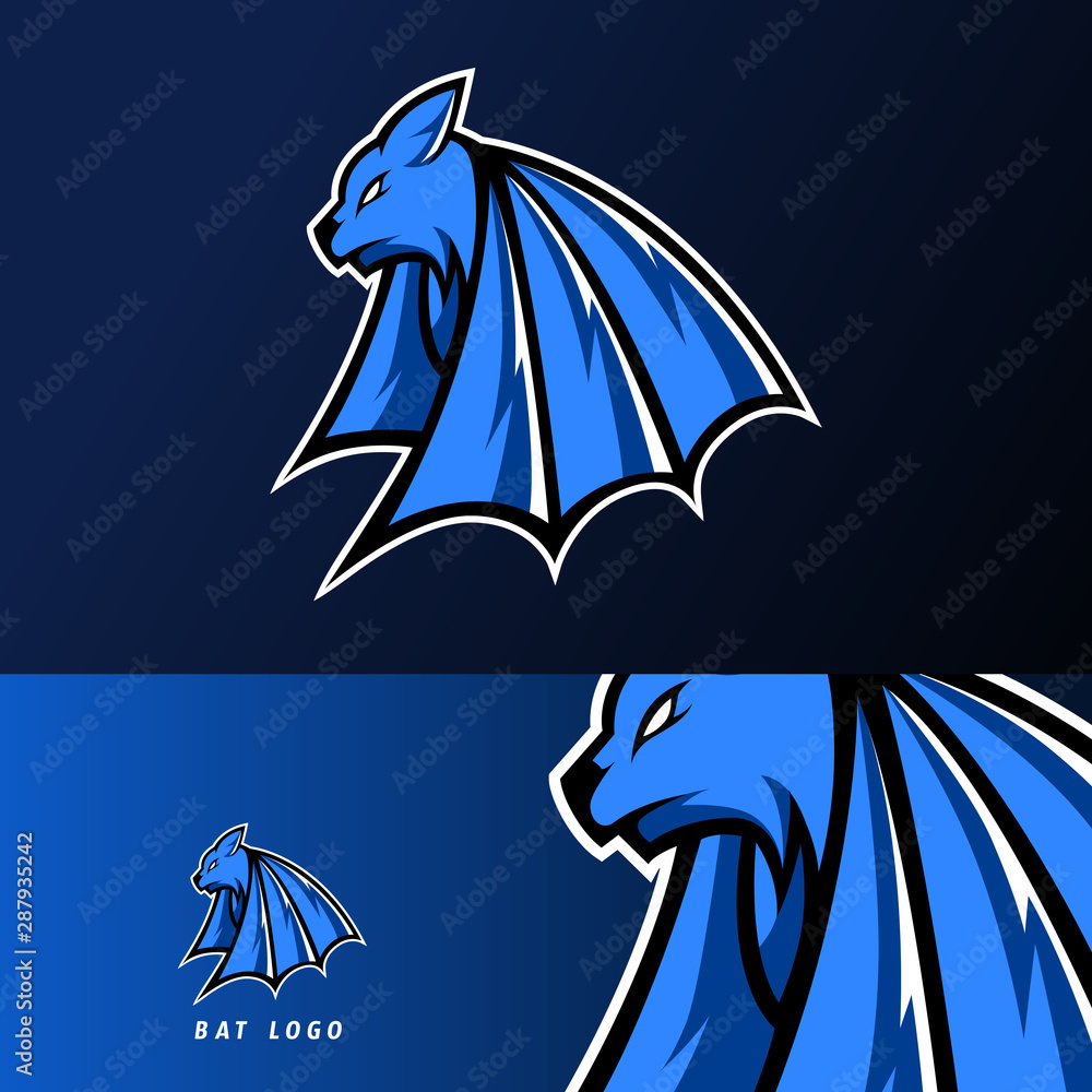 Blue dark bat vampire mascot sport gaming esport logo template for ...