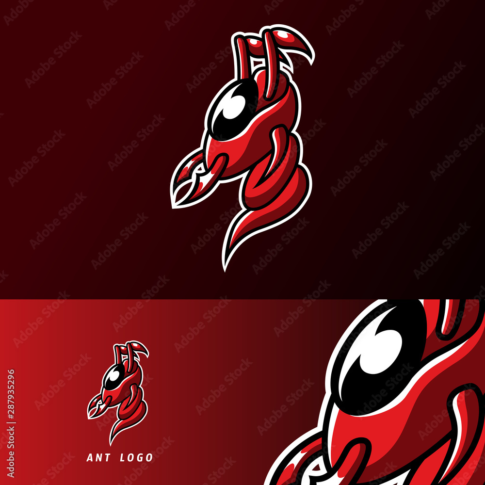 Red ant head mascot sport gaming esport logo template for squad team ...
