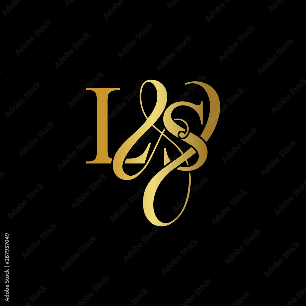Initial letter LS L S luxury art vector mark logo, gold color on black ...