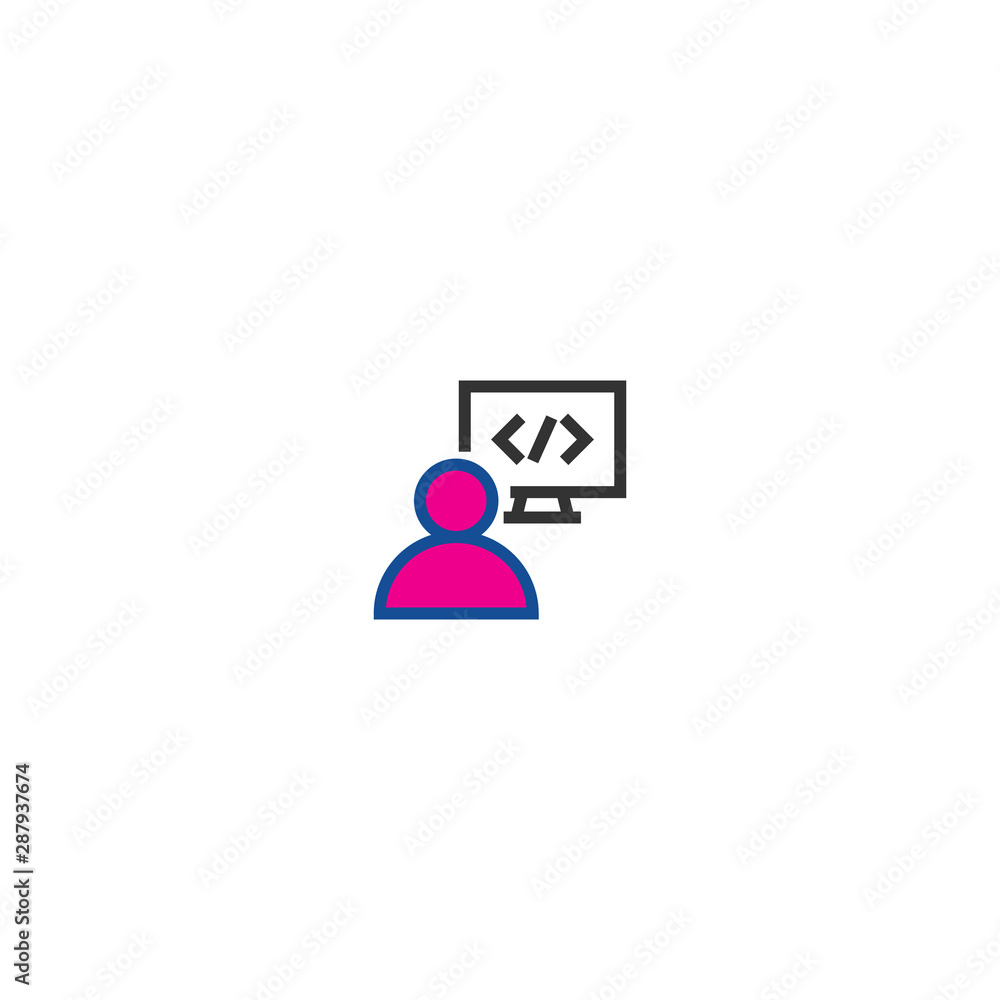 Modern coding line icon, great design for any purposes. Flat outline vector. Programming, coding ...