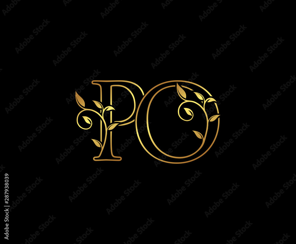 Initial letter P and O, PO, Gold Logo Icon, classy gold letter monogram ...