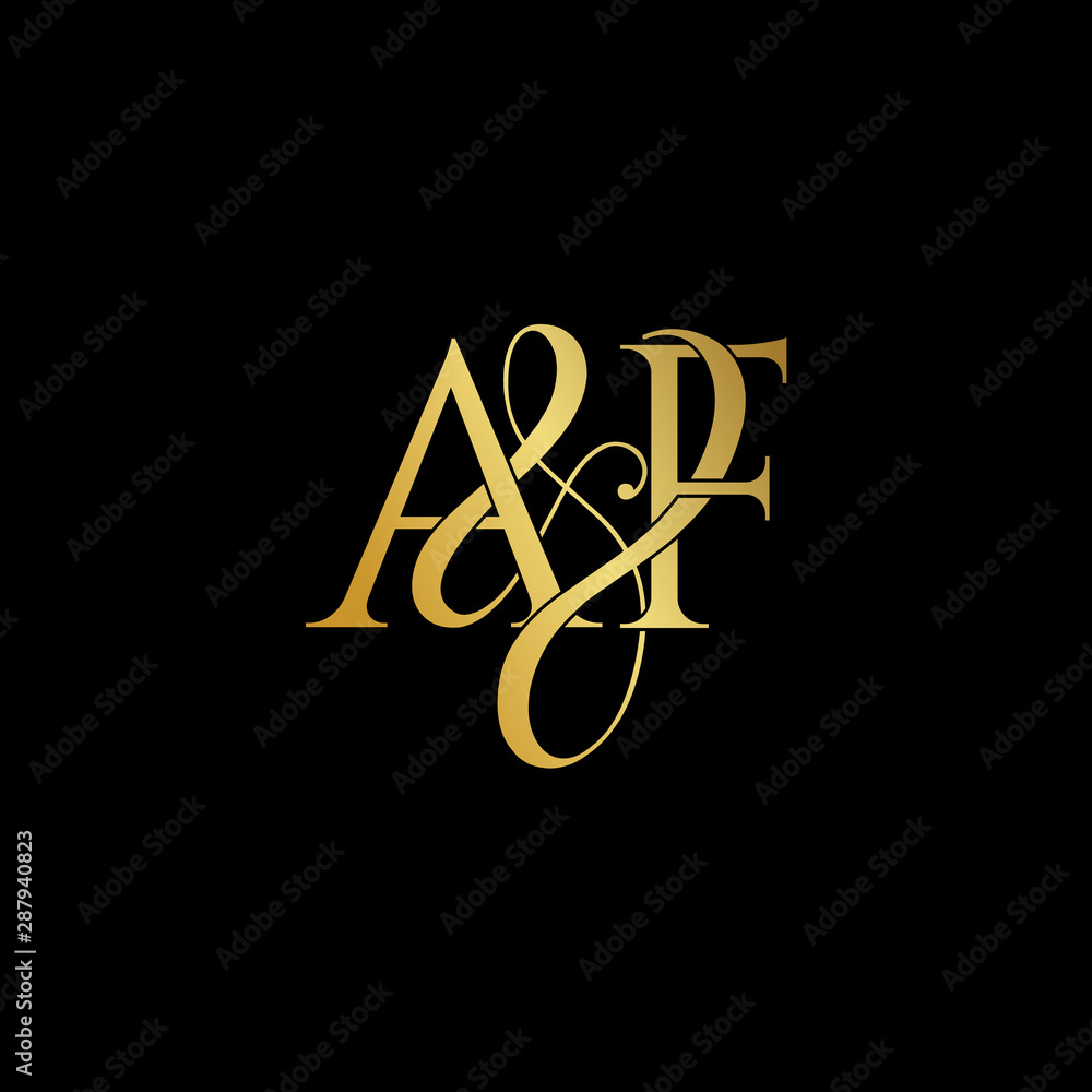 Initial letter A & F AF luxury art vector mark logo, gold color on ...