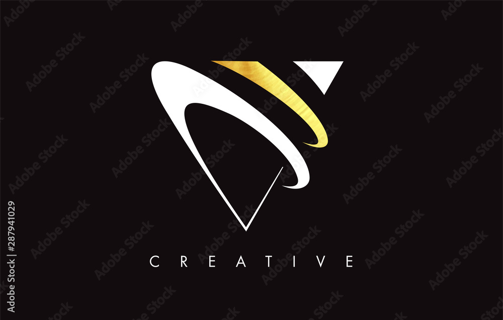 V Golden Letter Modern Trendy Design Logo. Letter V Icon Logo with ...