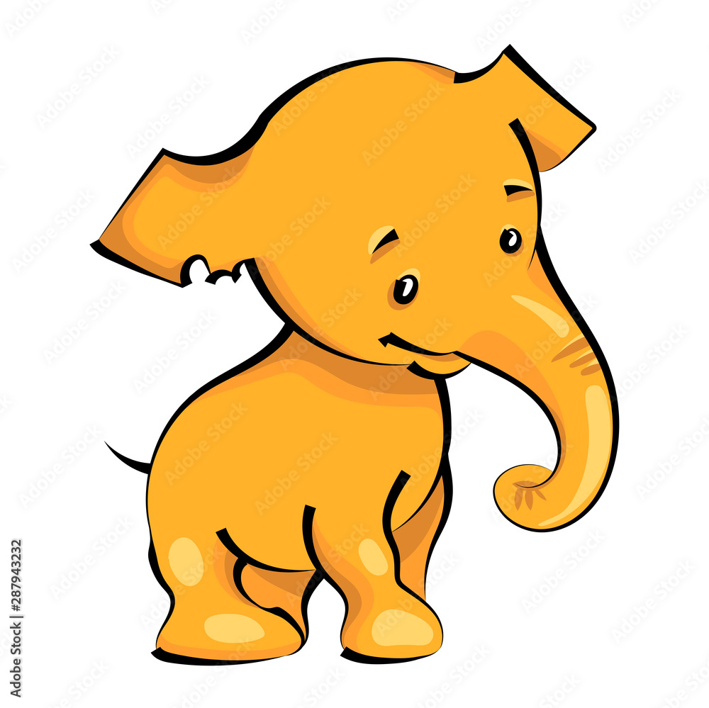 Cute funny orange baby elephant. Can be used for t-shirt print, baby ...
