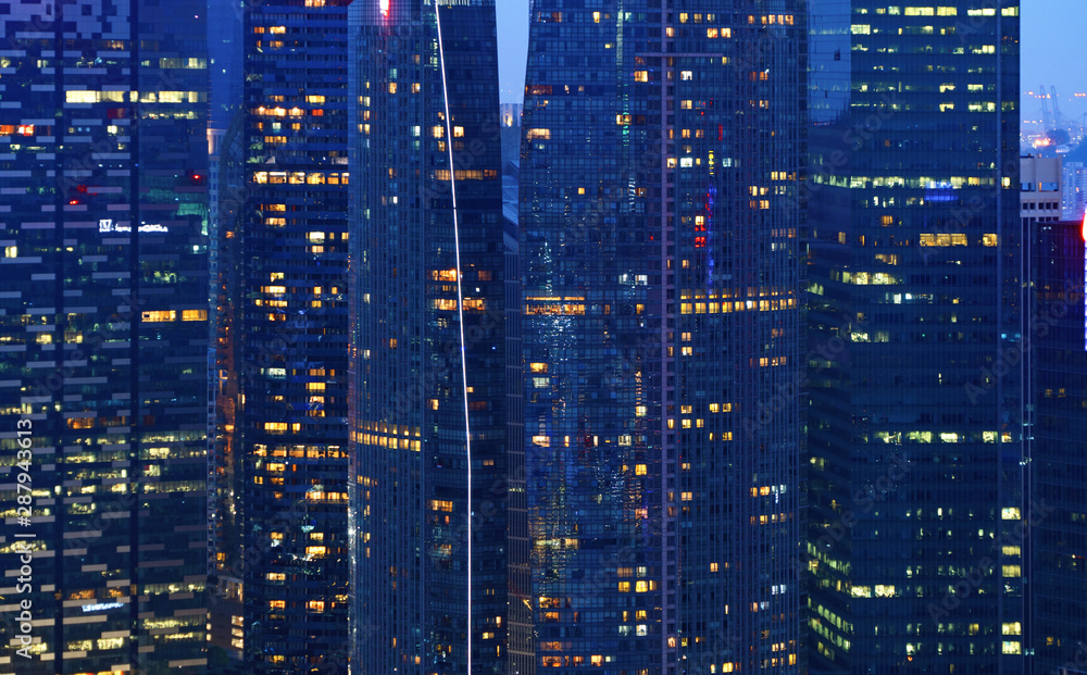 Glass Building Facade Night