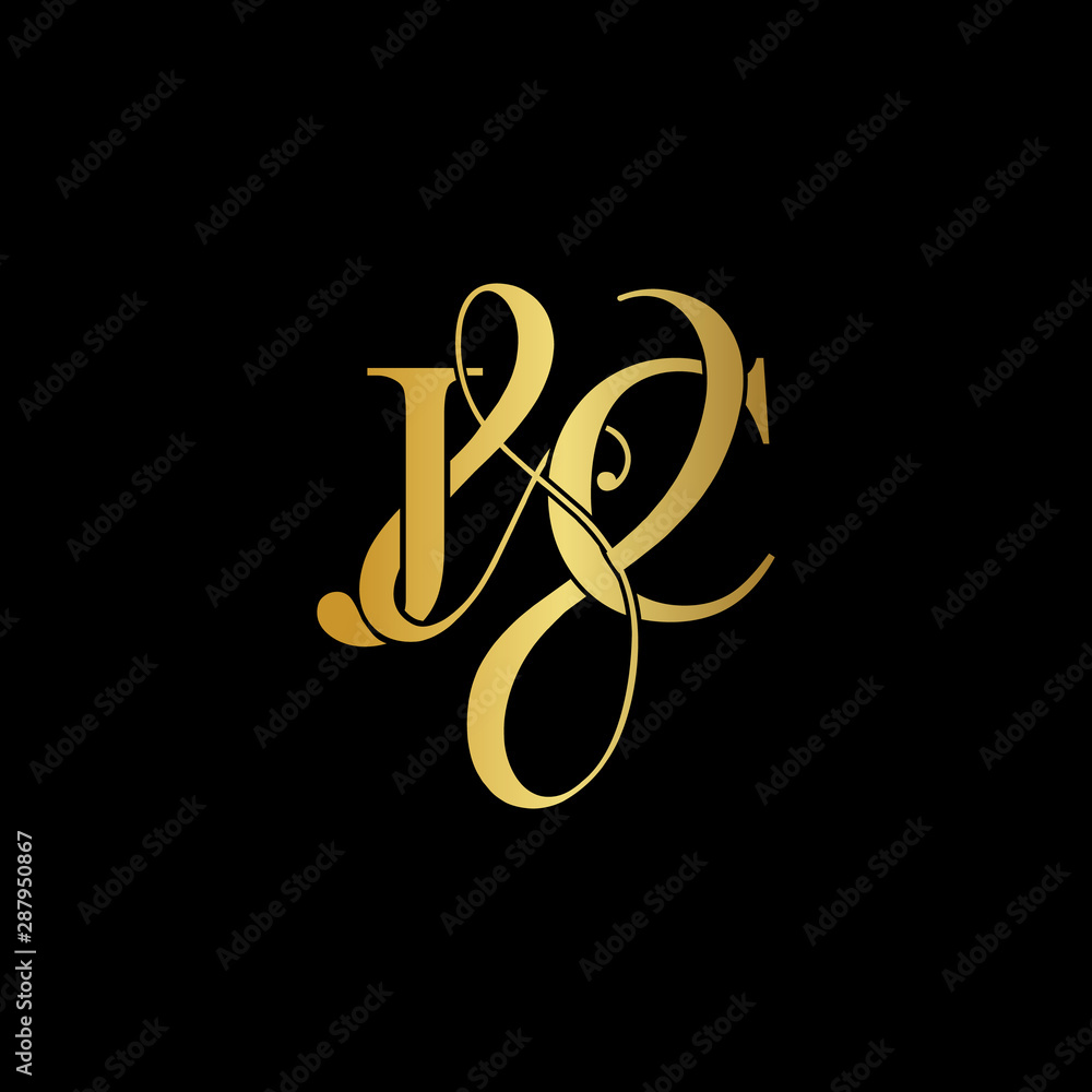 Initial letter J & C JC luxury art vector mark logo, gold color on ...