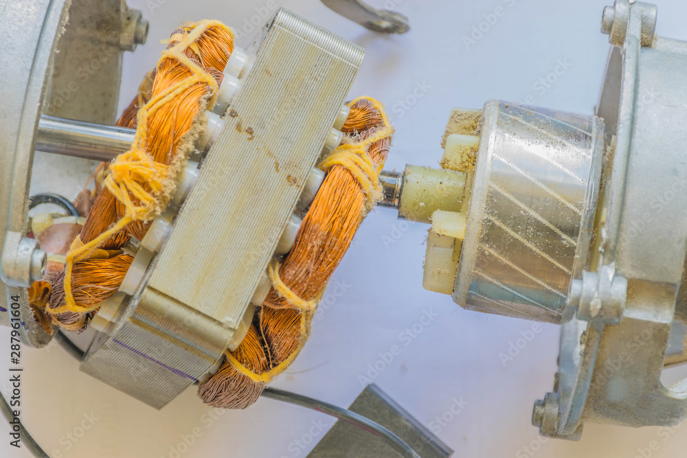 Soft focus the coil electric fan, copper wire, electric motor and ...