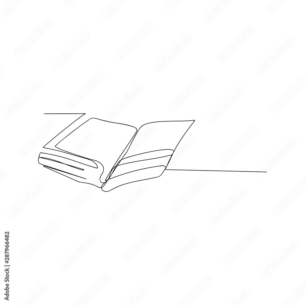 continuous line drawing of book. isolated sketch drawing of book line ...