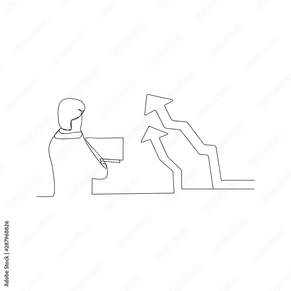 continuous line drawing of graph. isolated sketch drawing of graph line ...