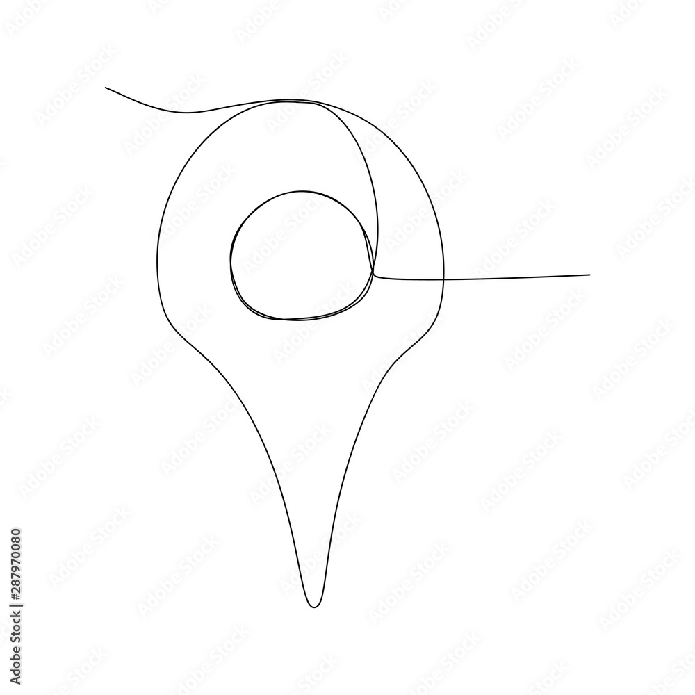 continuous line drawing of gps mark. isolated sketch drawing of gps ...