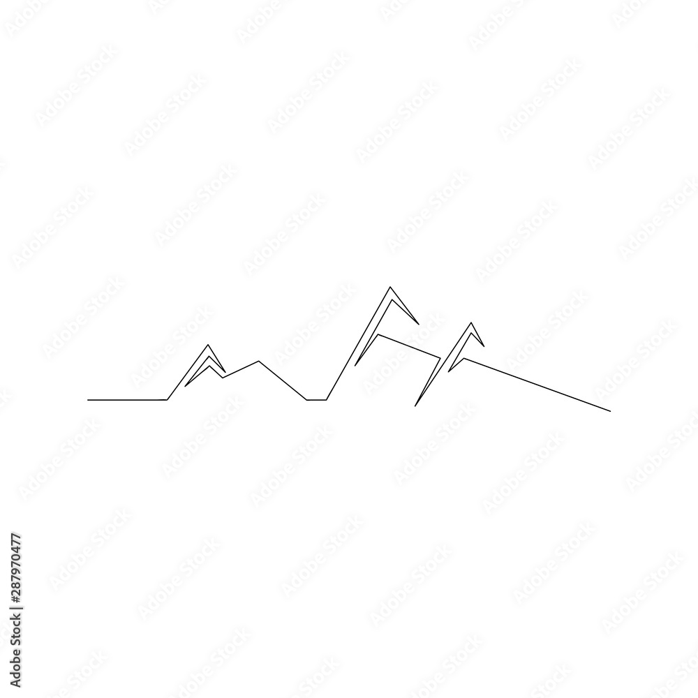 continuous line drawing of mountains. isolated sketch drawing of ...