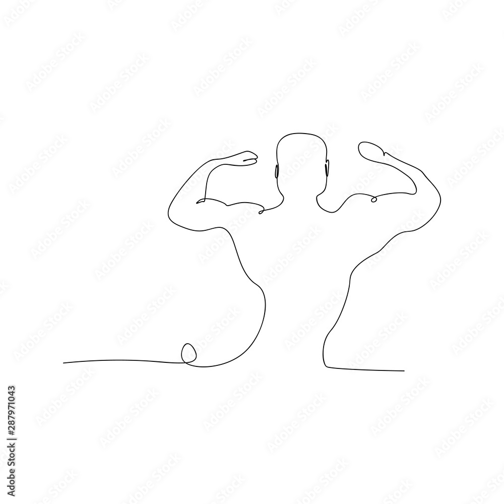 continuous line drawing of bodybuilder. isolated sketch drawing of bodybuilder line concept ...